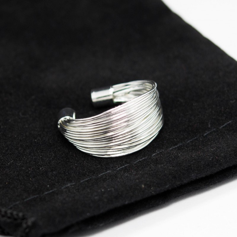 Women’s adjustable silver multi wire ring